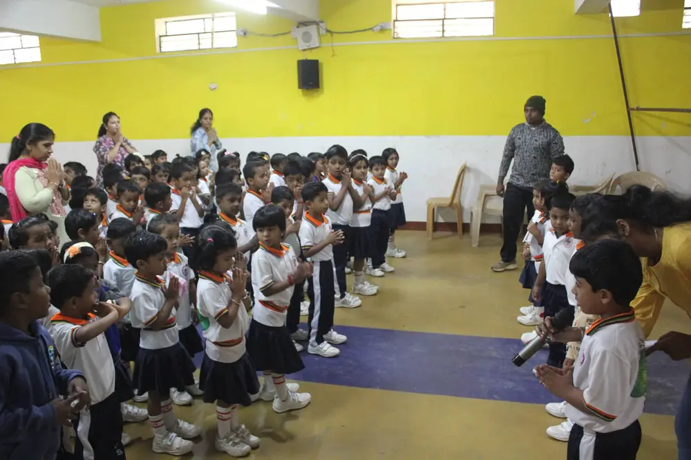 KG Students Indoor Assembly - The Adhyayana International Public School